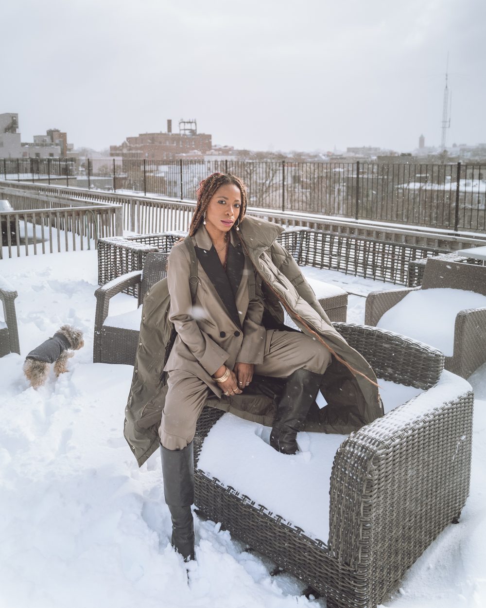 OOTD: Green Suit in Fresh Snow - OpalbyOpal