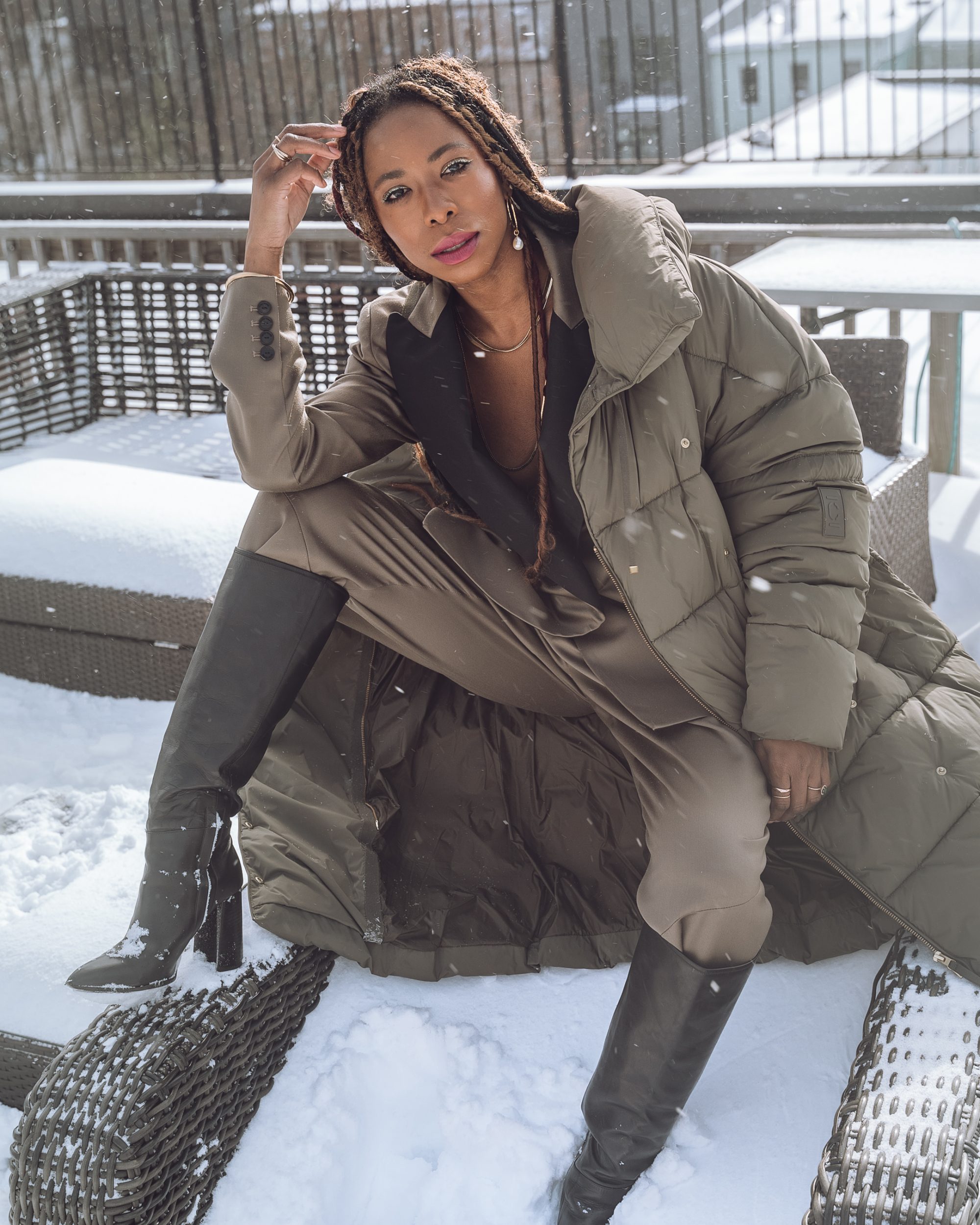 OOTD: Green Suit in Fresh Snow - OpalbyOpal