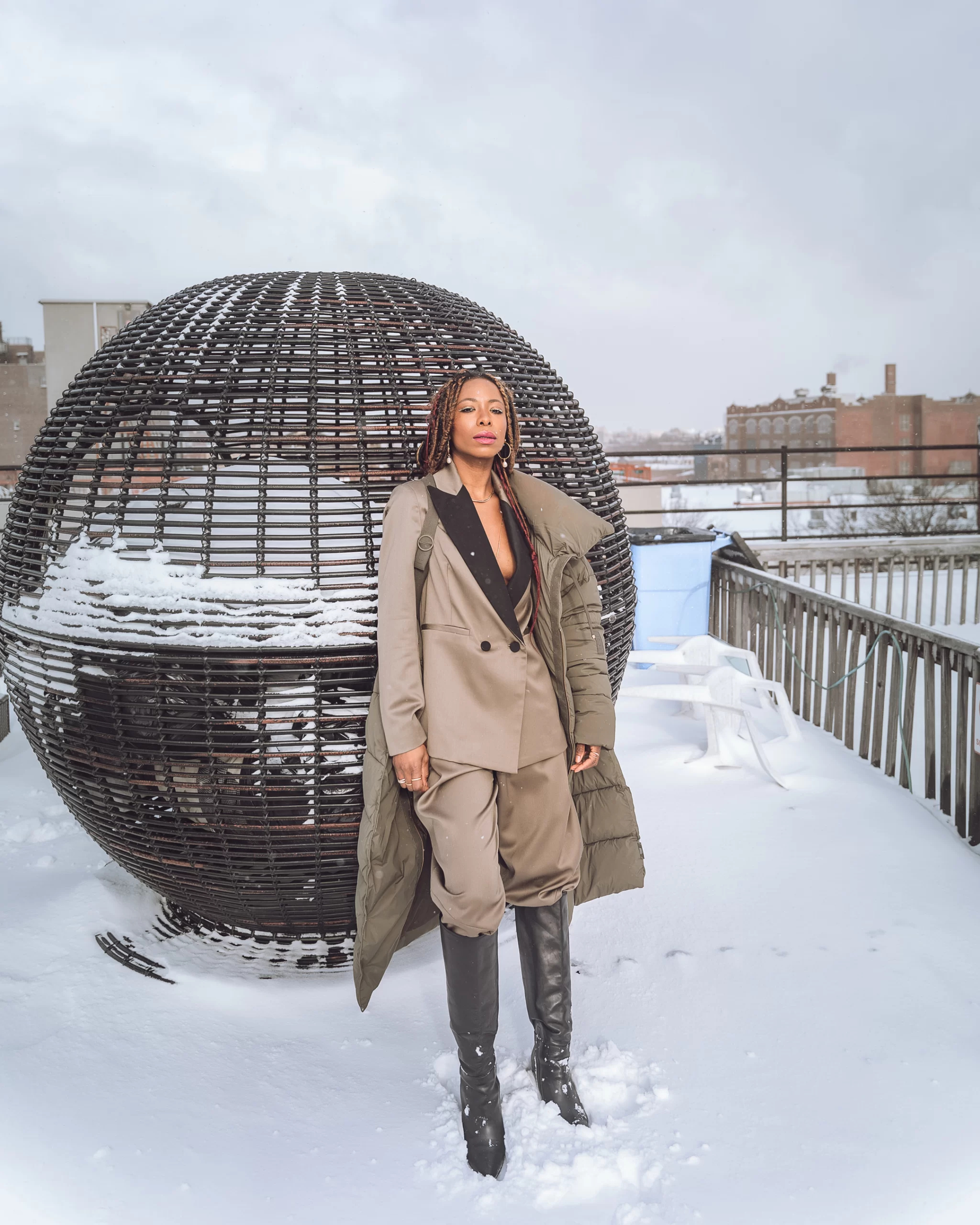 OOTD: Green Suit in Fresh Snow - OpalbyOpal